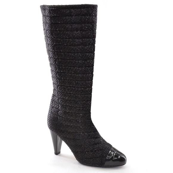 Maloles | Shoes | Maloles Quilted Sparkly Tall Captoe Boots 375 | Poshmark